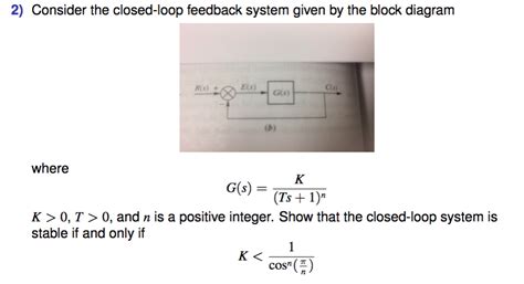 Solved Consider The Closed Loop Feedback System Given By Chegg