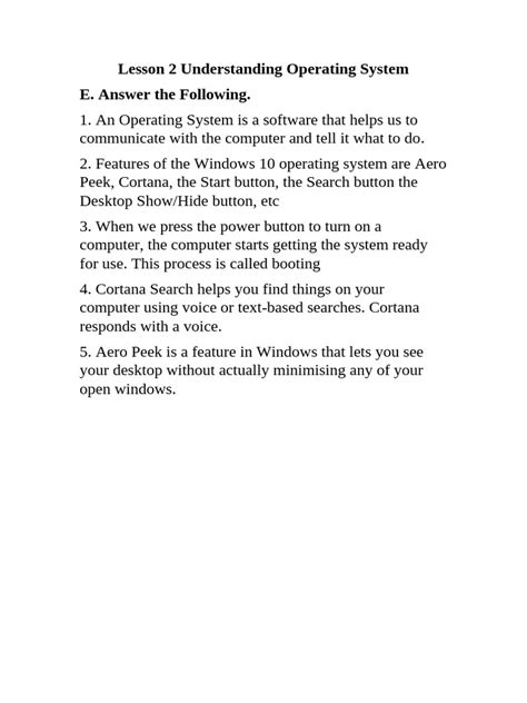 Lesson 2 Understanding Operating System Pdf