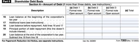 Irs Form 7203 Instructions S Corporation Stock And Debt Basis