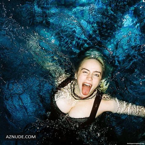 Billie Eilish Sexy Shows Off Her Cleavage In The Pool Aznude