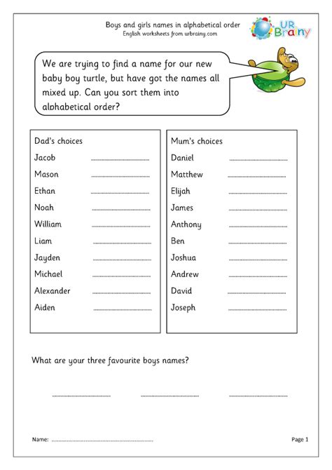 Names Of Boys And Girls Word Classes By