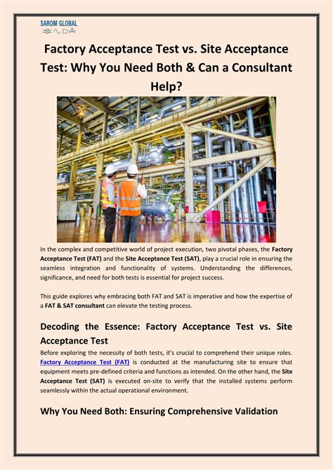 Ppt Factory Acceptance Test Vs Site Acceptance Test Why You Need Both And Can A Consultant