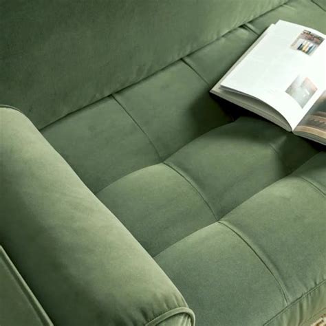 Sven Plush Pacific Green Tufted Velvet Sofa Article