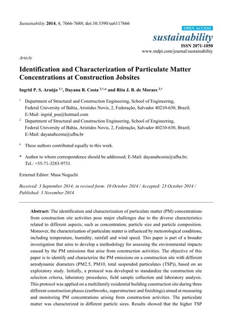Pdf Identification And Characterization Of Particulate Matter