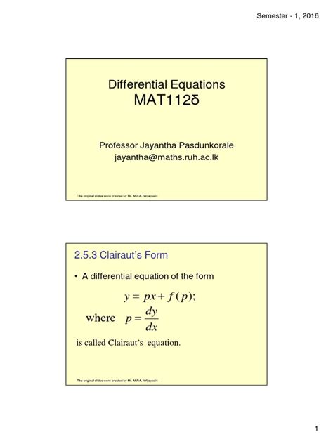 Differential Equations Lecture Notes 05 Pdf Pdf Equations