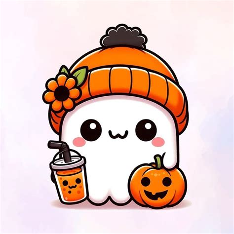 Cute Kawaii Ghost Png Halloween Png Coffee Drink Png T Shirt Png