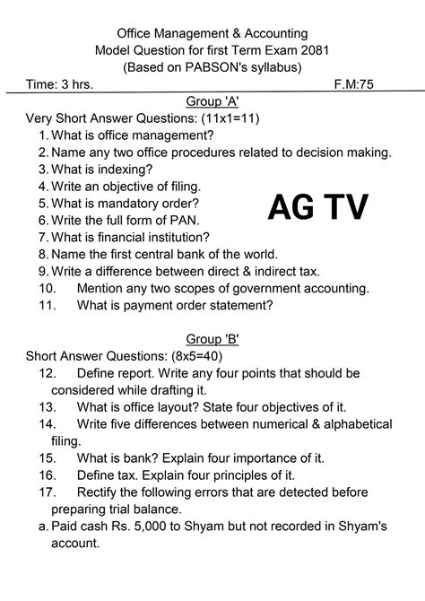 Class 10 Account Class 10 Office Practice And Accountancy