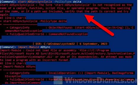 fix start adsyncsynccycle command not recognized