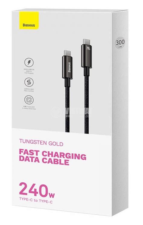 Кабел за телефон Usb Type C 3m черен 240w Baseus ВИКИВАТ