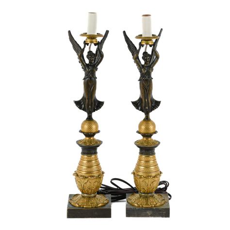 Antique Neoclassical Pair Of Bronze Doré Goddess Lamps Replacements Ltd