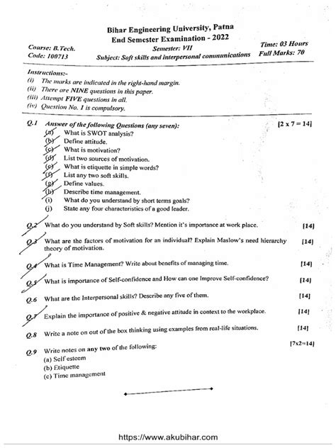 Btech 7 Sem Soft Skills And Interpersonal Communications 100713 2022 Pdf