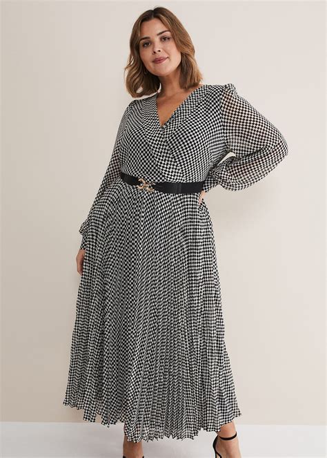 Monochrome Houndstooth Midaxi Dress Phase Eight Phase Eight Uk
