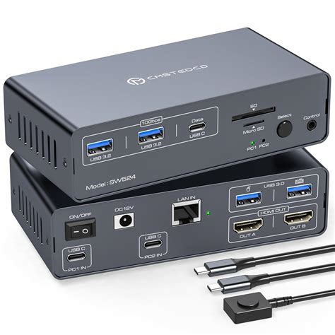 Usb C Docking Station With Kvm Switch 2 Monitors 2 Computers 4k60hz Hdmi Edid Kvm Switches Dual