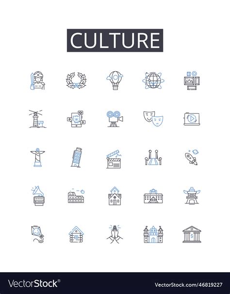 Culture Line Icons Collection Artistry Customs Vector Image