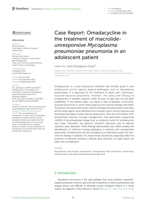 Pdf Case Report Omadacycline In The Treatment Of Macrolide