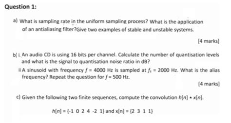 Solved Question 1 A What Is Sampling Rate In The Uniform