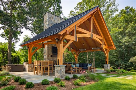 Heavy Timber Pavilions With Fireplaces Timber Frame Gazebo Timber