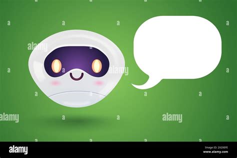Vector Illustration Of A Cute Robot With A Speech Bubble Vector Icon For Chatbot With Message