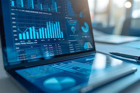 Premium Photo Financial Charts And Graphs With Pen And Laptop