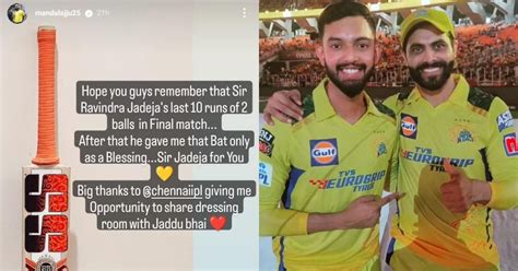 Ravindra Jadeja gifts bat to CSK teammate Ajay Mandal after winning IPL 2023