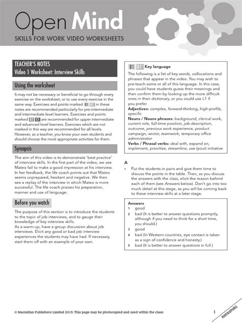 Interview Skills Teacher Pdf