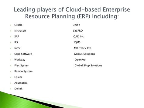 Ppt Report On Global Cloud Based Enterprise Resource Planning Ppt