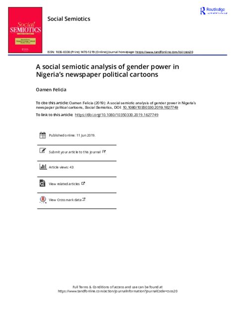 Pdf Social Semiotics A Social Semiotic Analysis Of Gender Power In Nigerias Newspaper