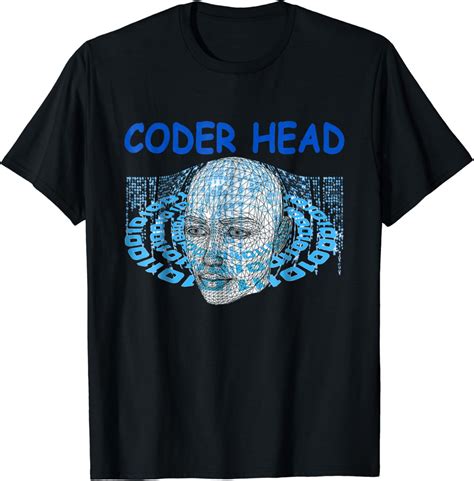 Coders Code T Shirts Coder Head Funny Coding Tshirt Clothing