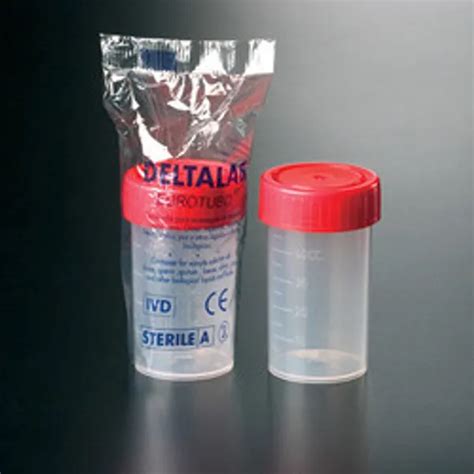 Deltalab 60 Ml Container Pp Red Cap Graduated Sterile