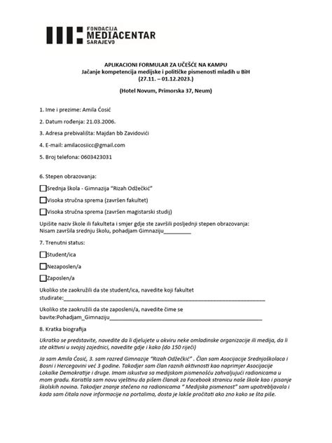 Aplikacioniformularfinalneum Pdf