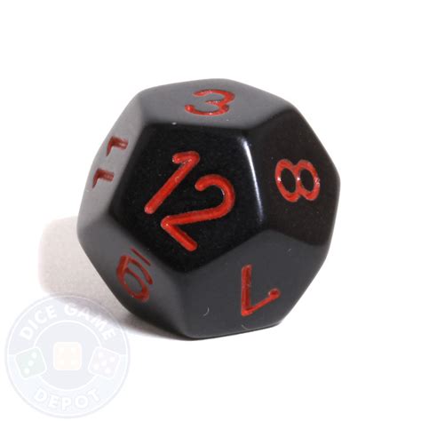 12 Sided Opaque Dice D12 Black With Red Numbers Dice Game Depot