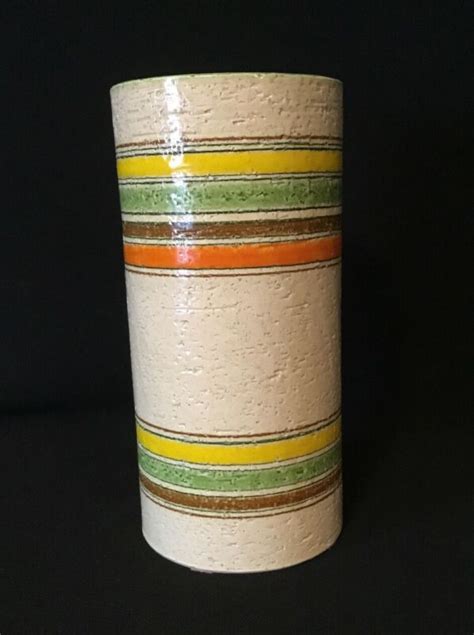 Mid Century Modern Rosenthal Netter For Bitossi Striped Cylindrical