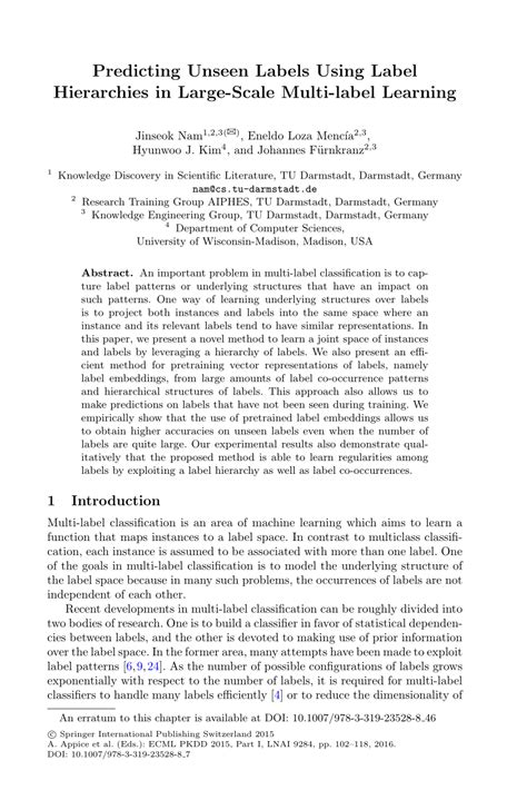 Pdf Predicting Unseen Labels Using Label Hierarchies In Large Scale