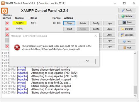 The Propcedure Entry Point Add Index Zval Could Not Be Located In The Dynamic Link Library Xampp