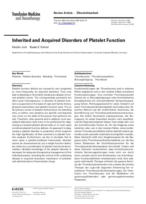 Pdf Inherited And Acquired Disorders Of Platelet Function