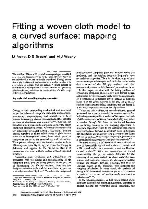 Pdf Fitting A Woven Cloth Model To A Curved Surface Mapping