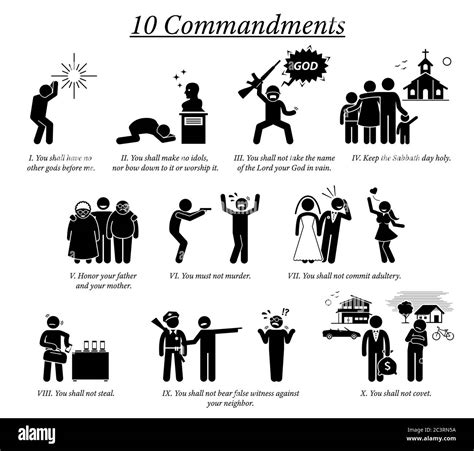 The 10 Commandment Icons And Pictogram Illustration Depict Ten