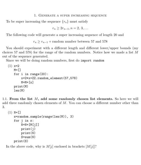 Solved GENERATE A SUPER INCREASING SEQUENCE To Be Super Chegg