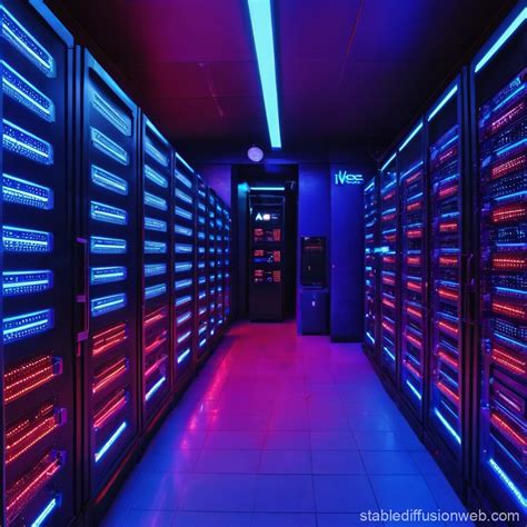 Futuristic Server Room Stable Diffusion Online