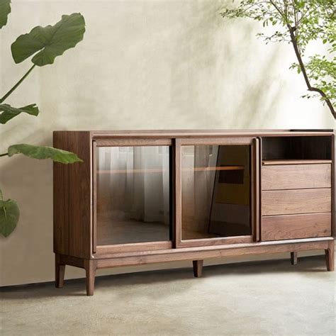 Solid Wood Sideboard With Glass Doors