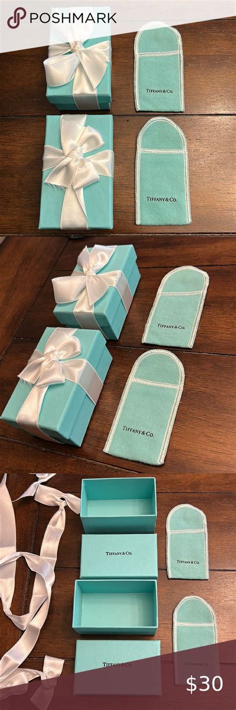 2 Two Tiffany Blue Boxes With Foldover Flap Pouches And Ribbon
