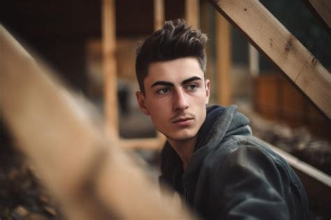 Premium Ai Image Portrait Of A Young Man Working On Building A House