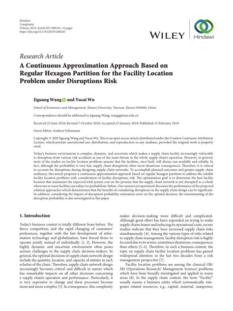 Pdf A Continuous Approximation Approach Based On Regular Hexagon
