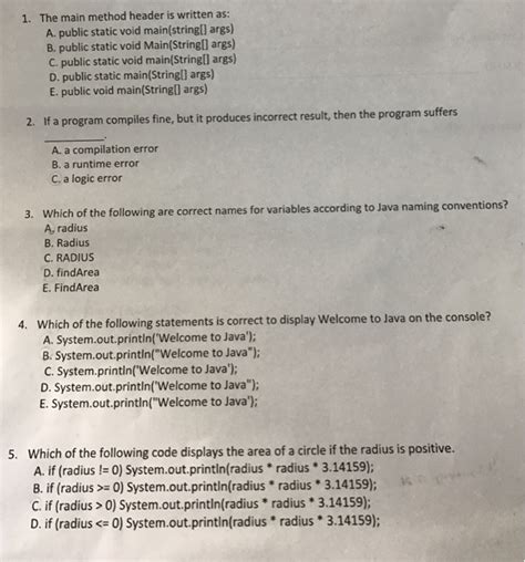 solved 1 the main method header is written as a public