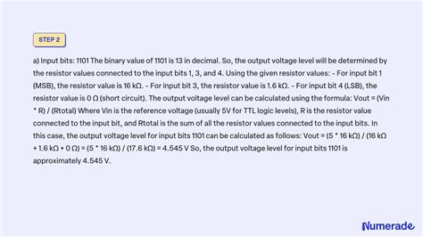 solved determine the output voltage levels for the 4 bit binary