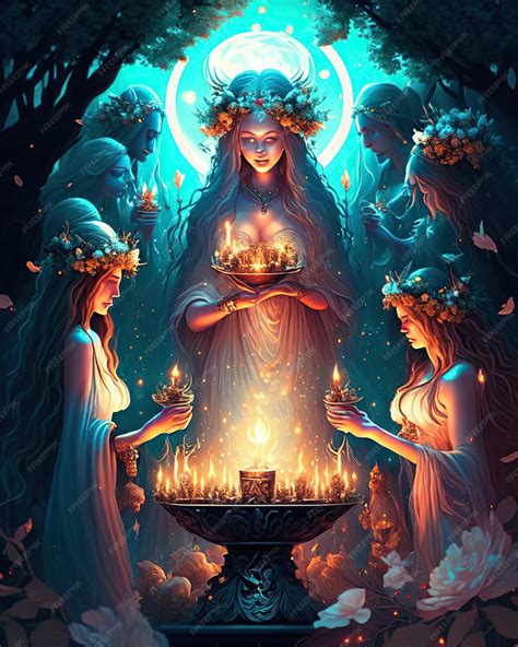 Premium Ai Image Offerings And Rituals Of Worship To Pagan Gods And