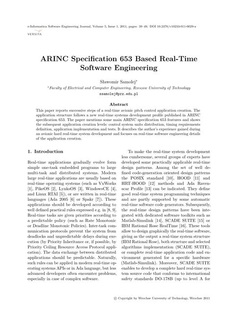 Pdf Arinc Specification 653 Based Real Time Software Engineering