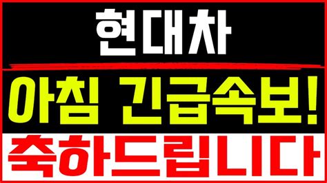 현대차 주가 아침 긴급속보 축하드립니다 현대차 현대차주가 현대차주가전망 기아 기아주가 기아주가전망 Youtube