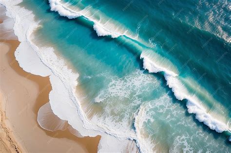 Premium Photo Ocean Beach Aerial Top Down View With Blue Water