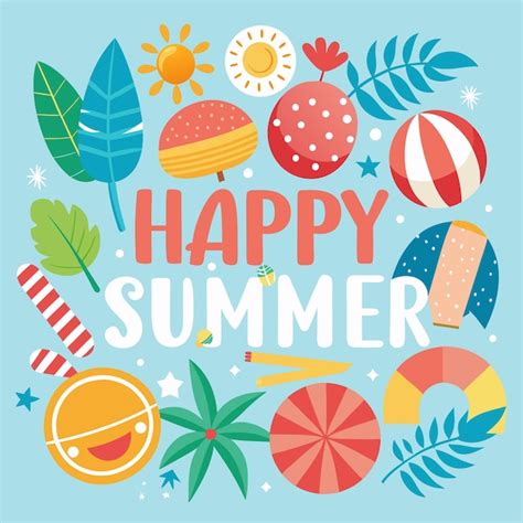Premium Vector Happy Summer Greeting Card Design